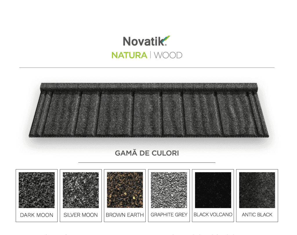 Novatik NATURA WOOD - Tigla metalica cu roca vulcanica